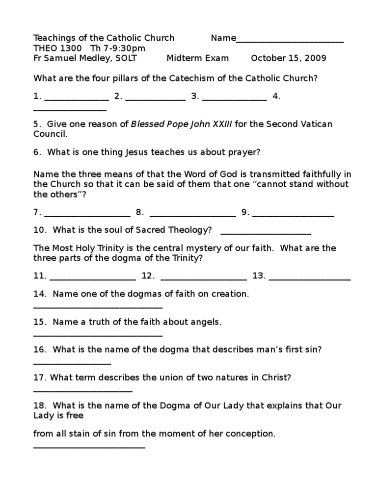 Teaching of The Catholic Church (CCC) : Final Exam | PDF | Catholic ...