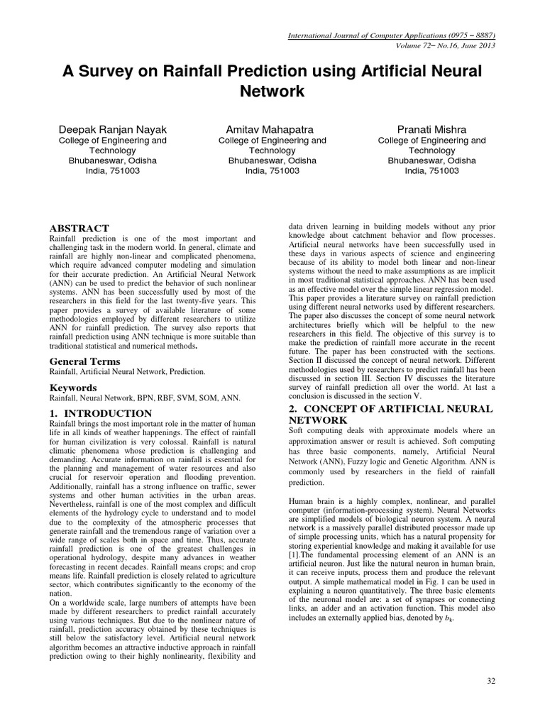 A Survey On Rainfall Prediction Using Artificial Neural Network | PDF | Artificial Neural ...