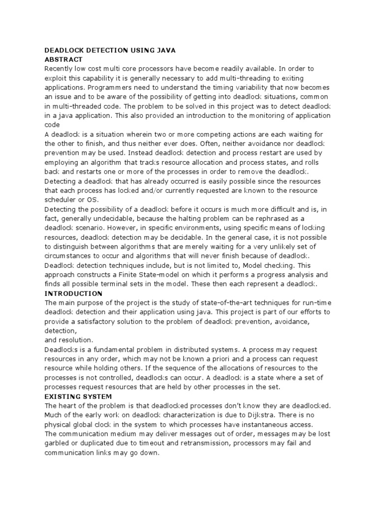 Deadlock Detection Using Java | PDF | Concurrent Computing | Operating System Technology