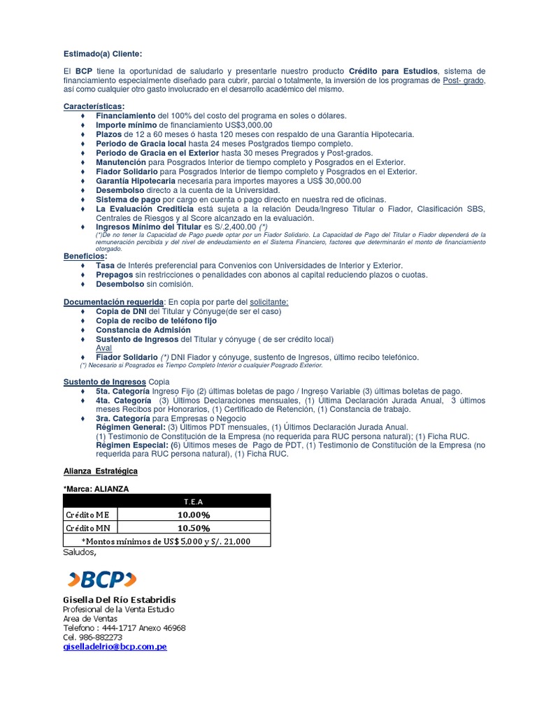 Carta BCP | Descargar gratis PDF | Deuda | Dinero