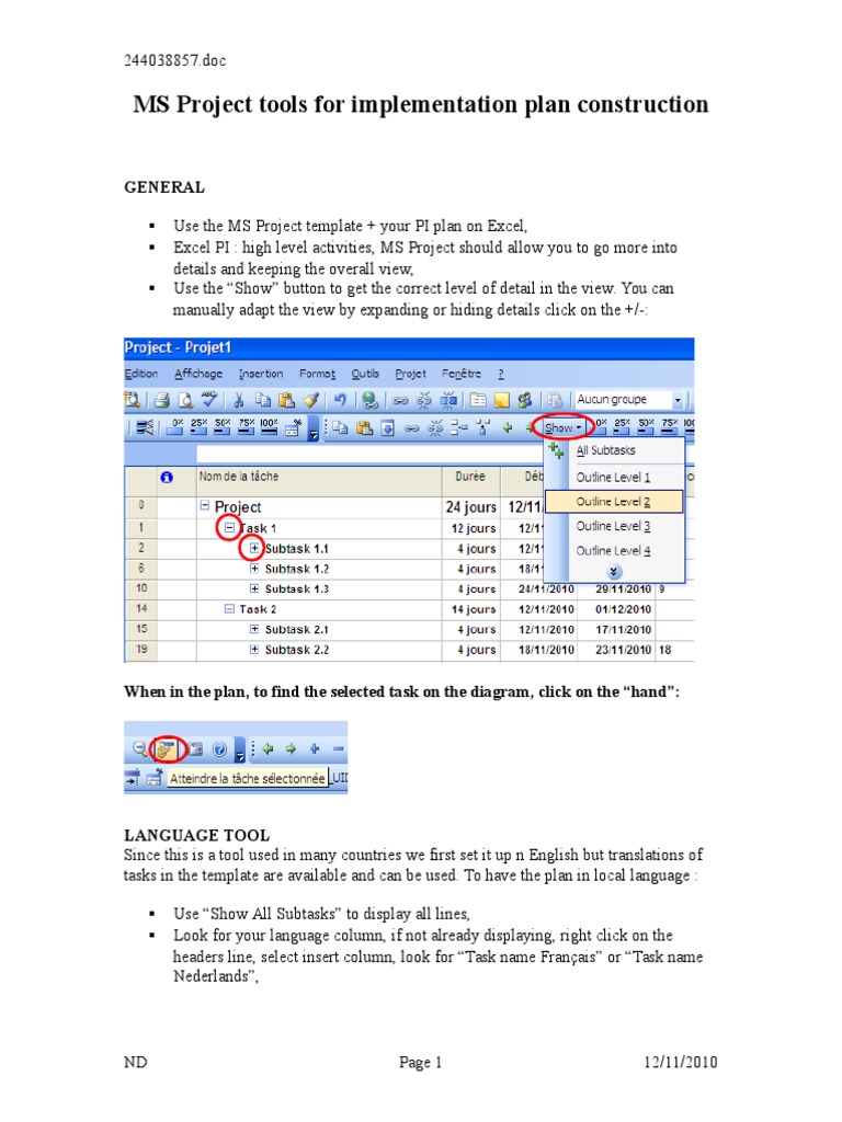 MS Project Tools For Implementation Plan Construction | PDF | Business