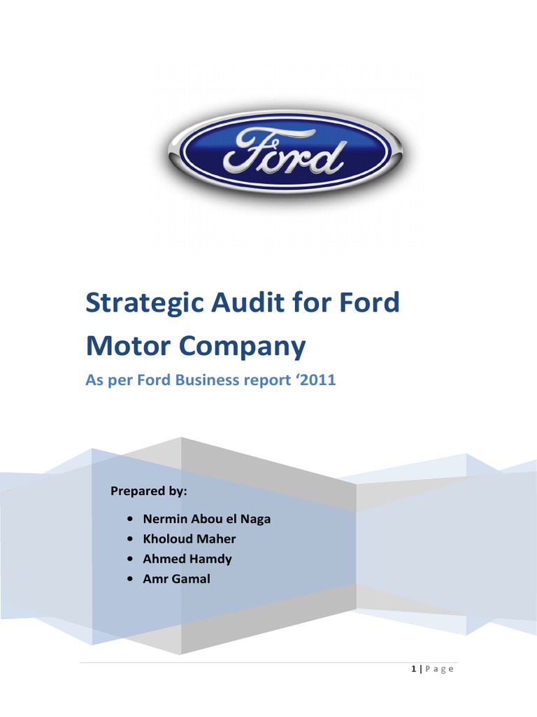 Strategic Audit For Ford Motor Company - V1.2 | Download Free PDF ...