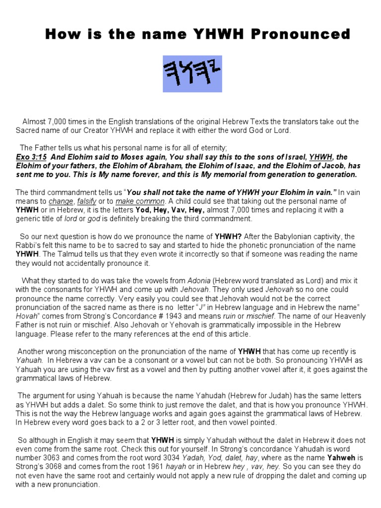 The Name of Yhwh | PDF | Jehovah | Tetragrammaton