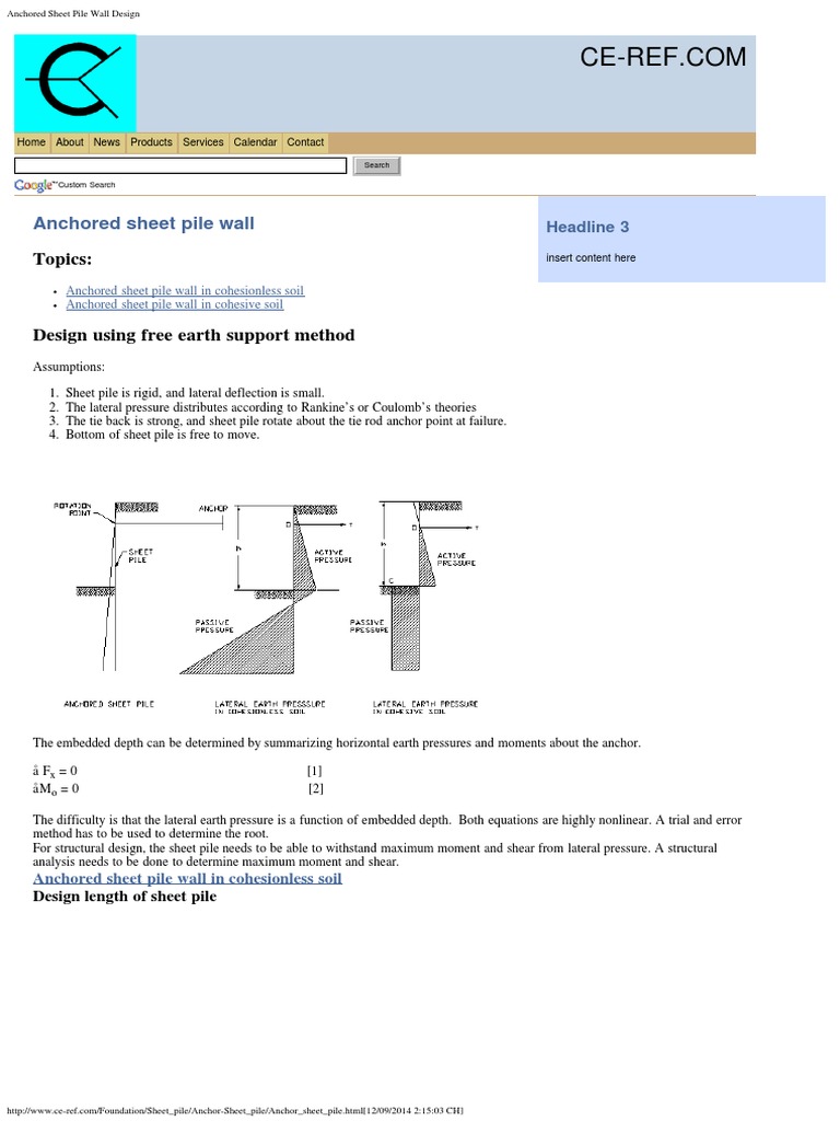 Anchored Sheet Pile Wall Design | PDF | Deep Foundation | Building Engineering