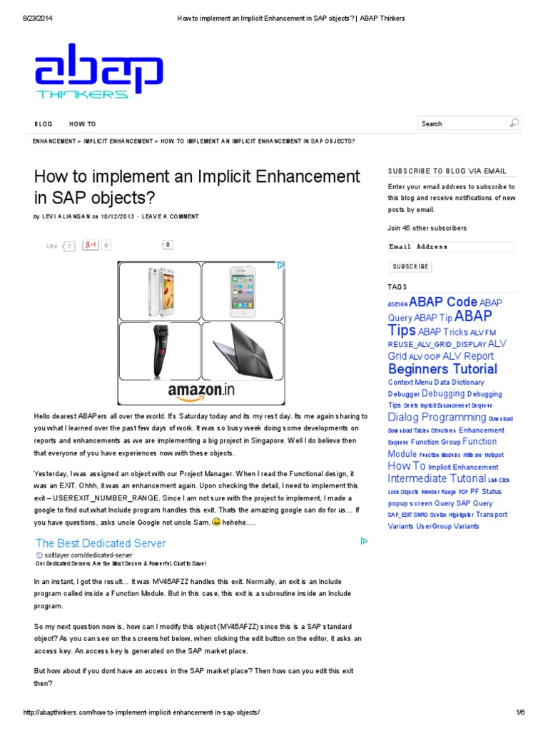 How To Implement An Implicit Enhancement in SAP Objects - ABAP Thinkers | PDF | Digital ...
