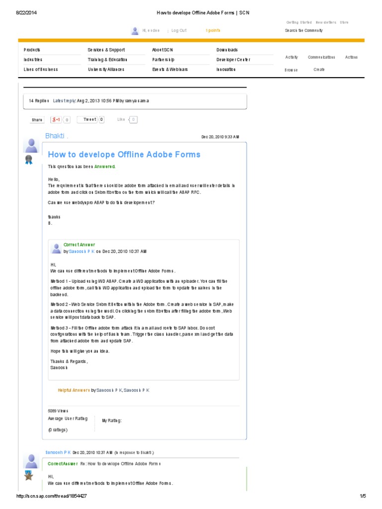 How To Develope Offline Adobe Forms - SCN | PDF | Online And Offline ...