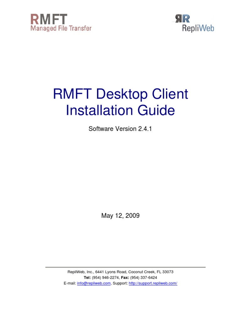 RepliWeb Managed Filed Tranfer Desktop Client Installation Guide | PDF | Microsoft Office ...