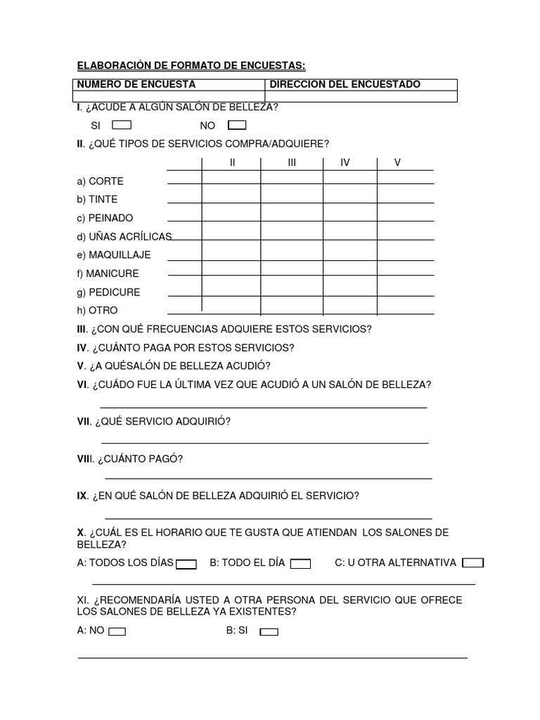 Elaboración de Formato de Encuestas