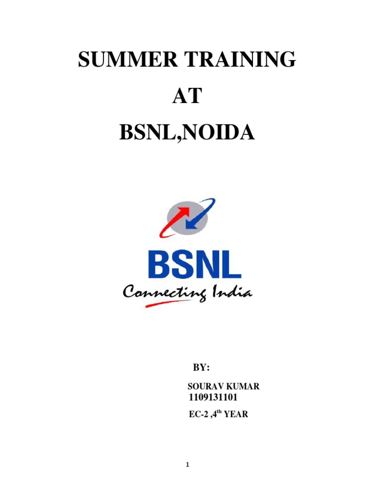 Summer Training AT BSNL, Noida: Sourav Kumar | PDF | Code Division Multiple Access | Optical Fiber