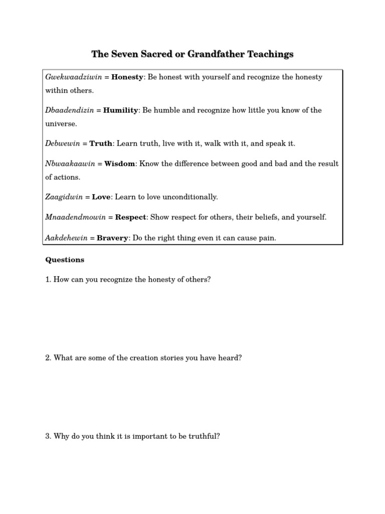 7 Grandfather Teachings | PDF