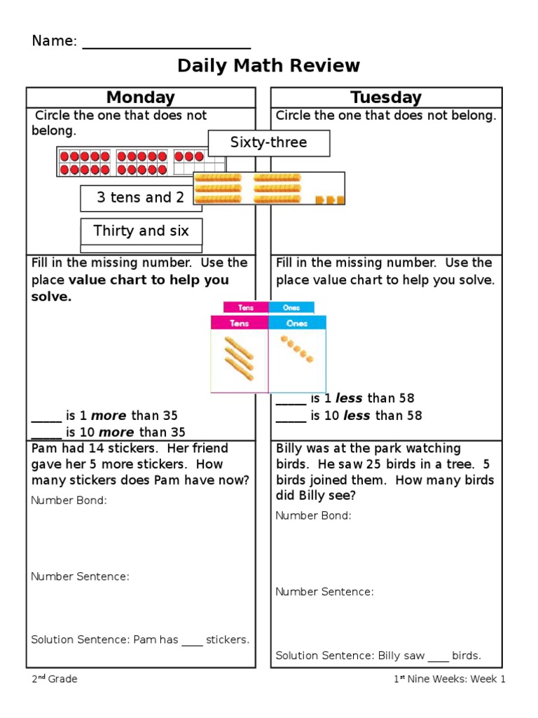 Daily Math Review: Monday Tuesday | PDF | Coins | Numismatics