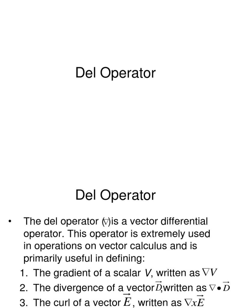 Del Operator | Download Free PDF | Divergence | Mechanics