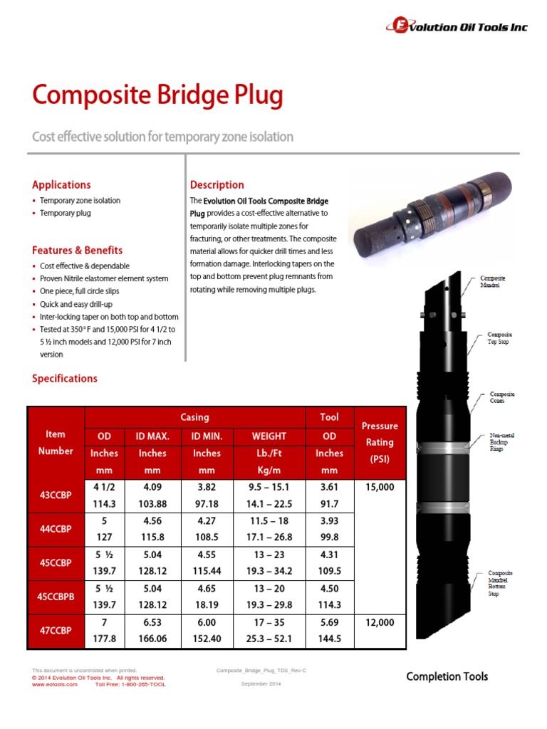 Composite Bridge Plug Technical Datasheet | PDF | Alberta | Composite ...