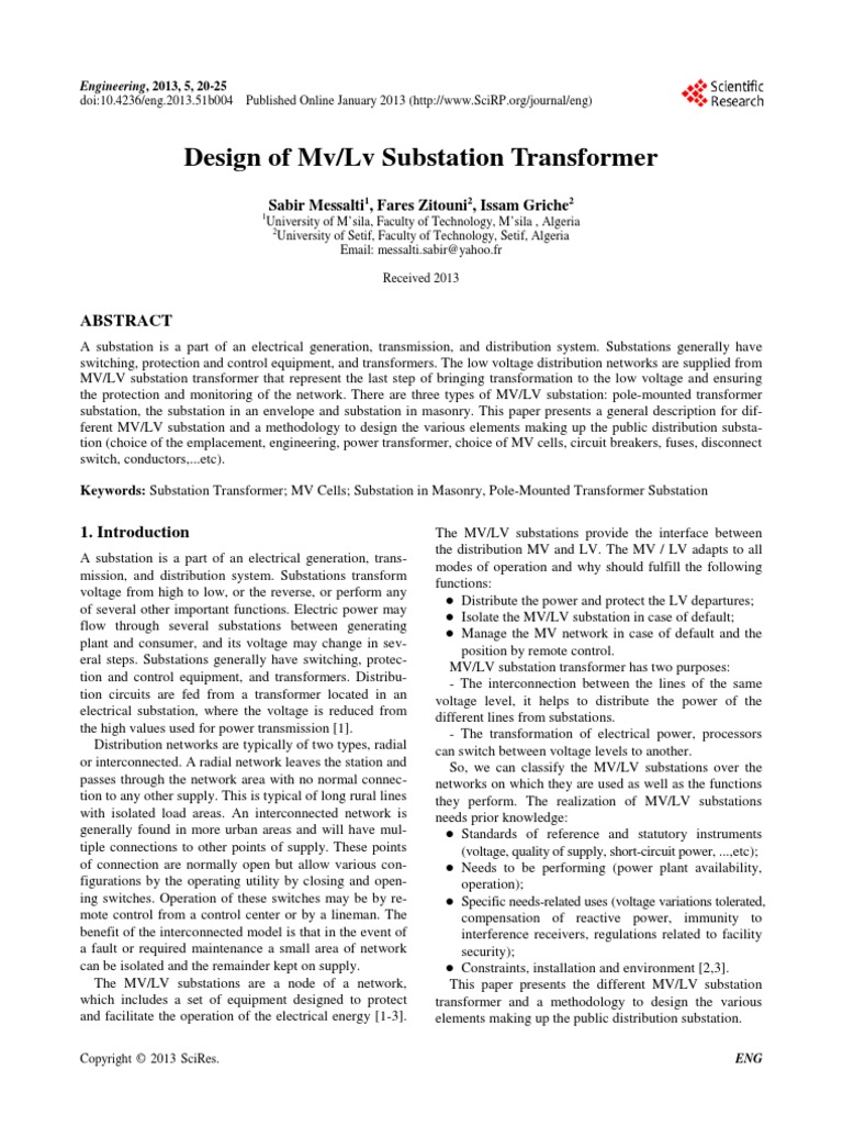Design of MV LV Substation Transformer | PDF | Electrical Substation ...