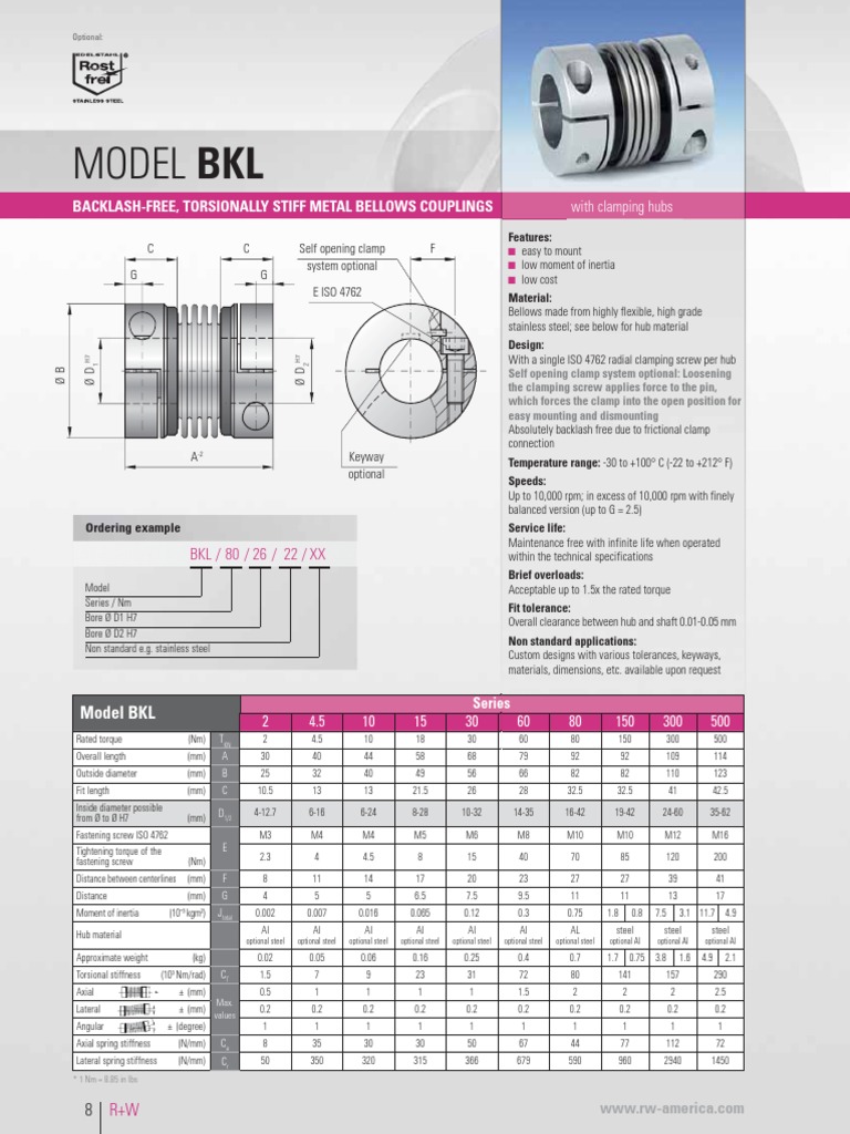 BKL Metal Bellows Couplings | PDF | Screw | Engineering Tolerance