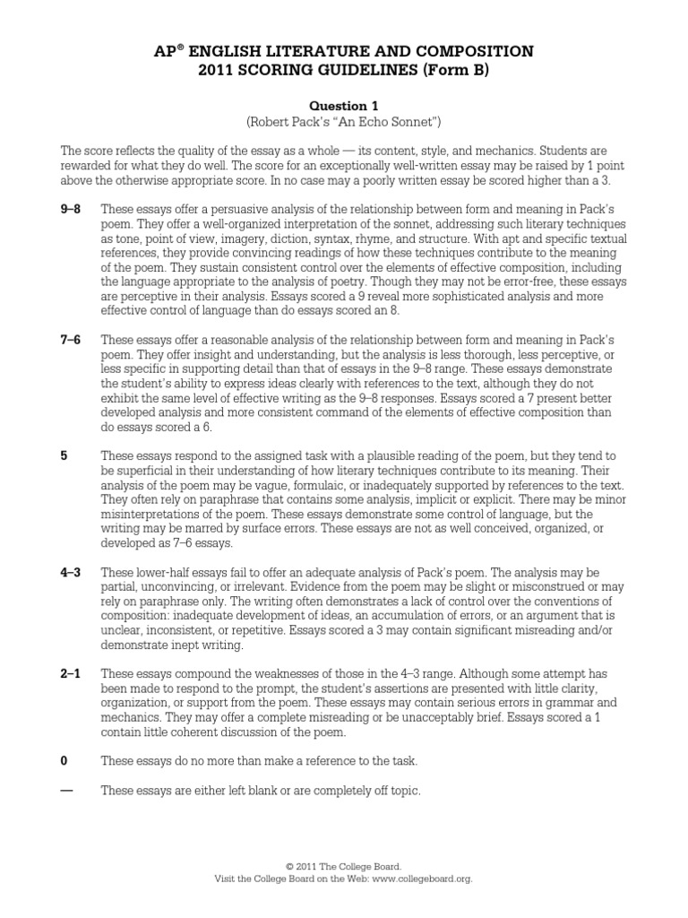 AP English Lit Form | PDF | Poetry | Essays