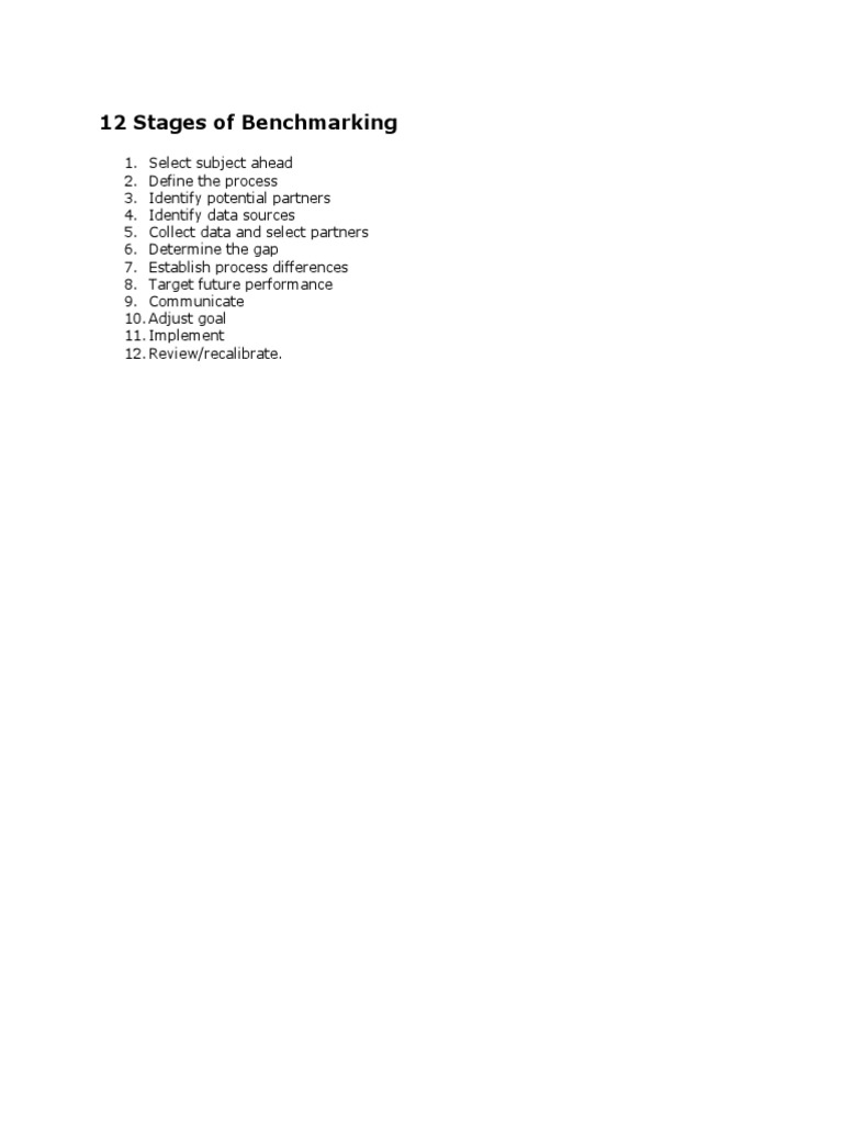 12 Stages of Benchmarking Process | PDF