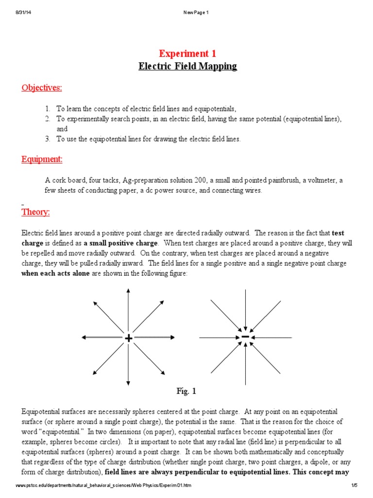 Electric Field Mapping: Experiment 1 | Download Free PDF | Electric ...