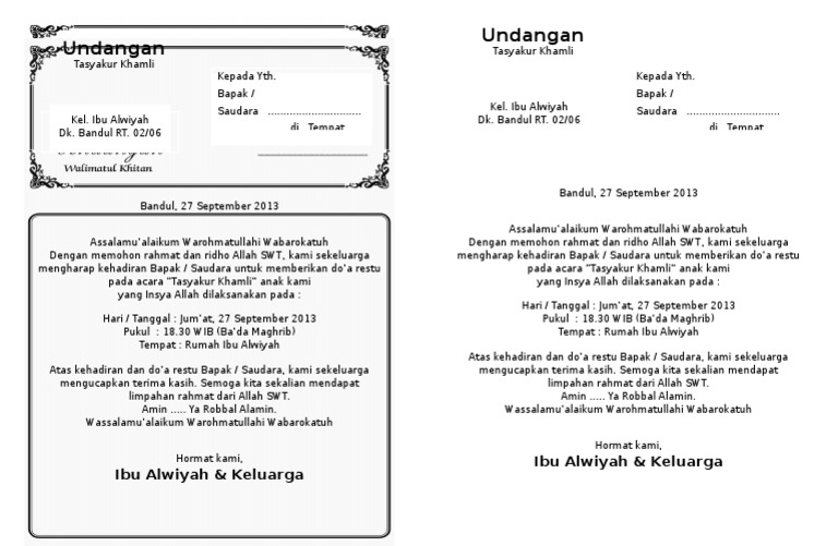 Undangan Mitoni | PDF