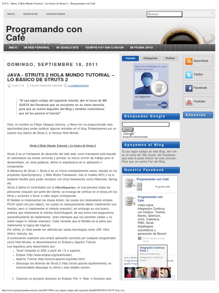 JAVA - Struts 2 Hola Mundo Tutorial - Lo Básico de Struts 2 Programando ...