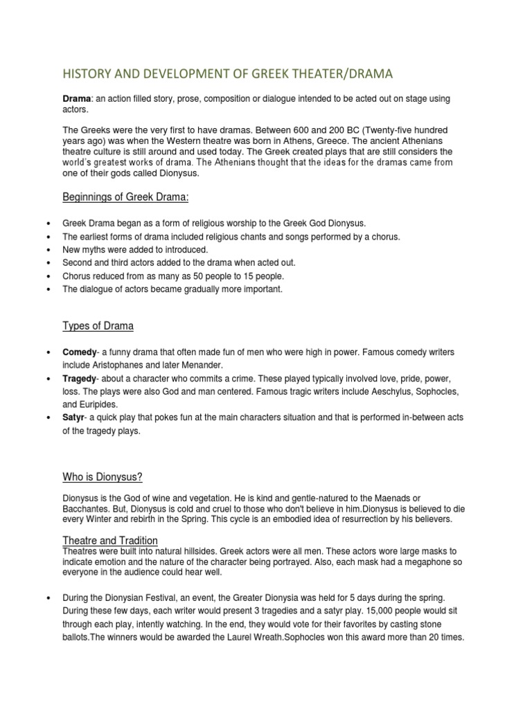 History and Development of Greek Theater | Download Free PDF ...