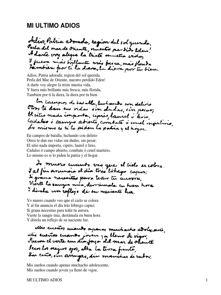 Mi Ultimo Adiós by Rizal, José, 1861-1896 | Proyecto Gutenberg | Licencia