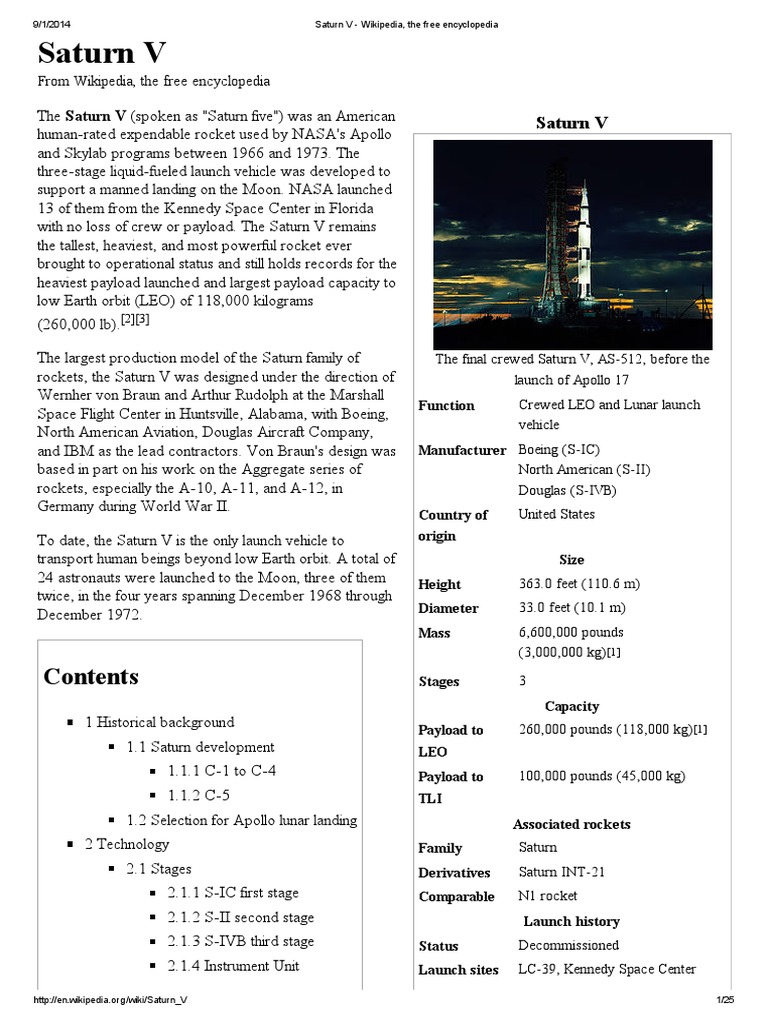Saturn V - Wikipedia, The Free Encyclopedia | PDF | Saturn V | S Ivb
