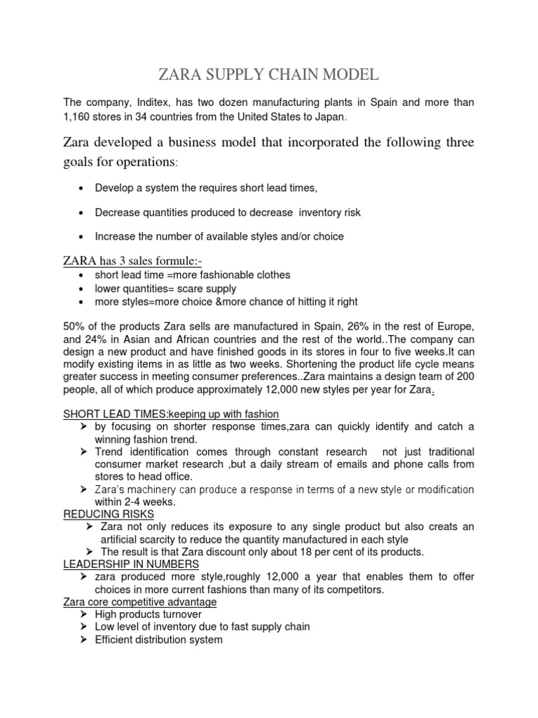 Zara's Efficient Supply Chain Model | PDF | Supply Chain | Fashion