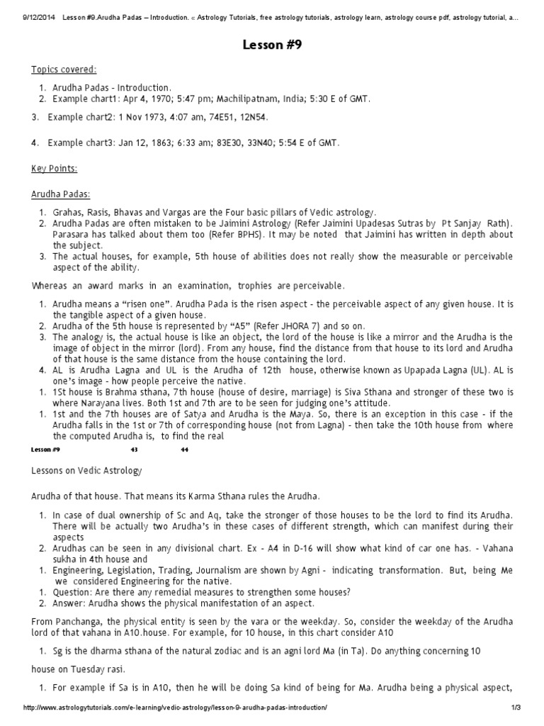Lesson #9.arudha Padas - Introduction | PDF | Indian Religions | Astrology