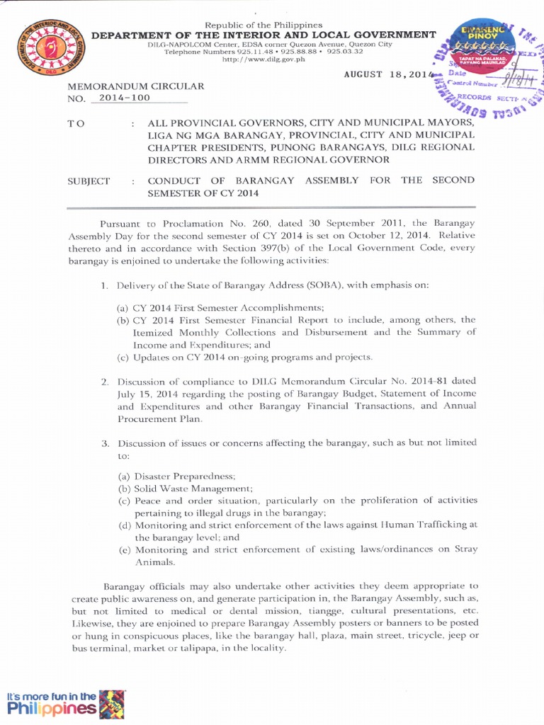 Barangay Assembly Day | PDF | Government | Government Information