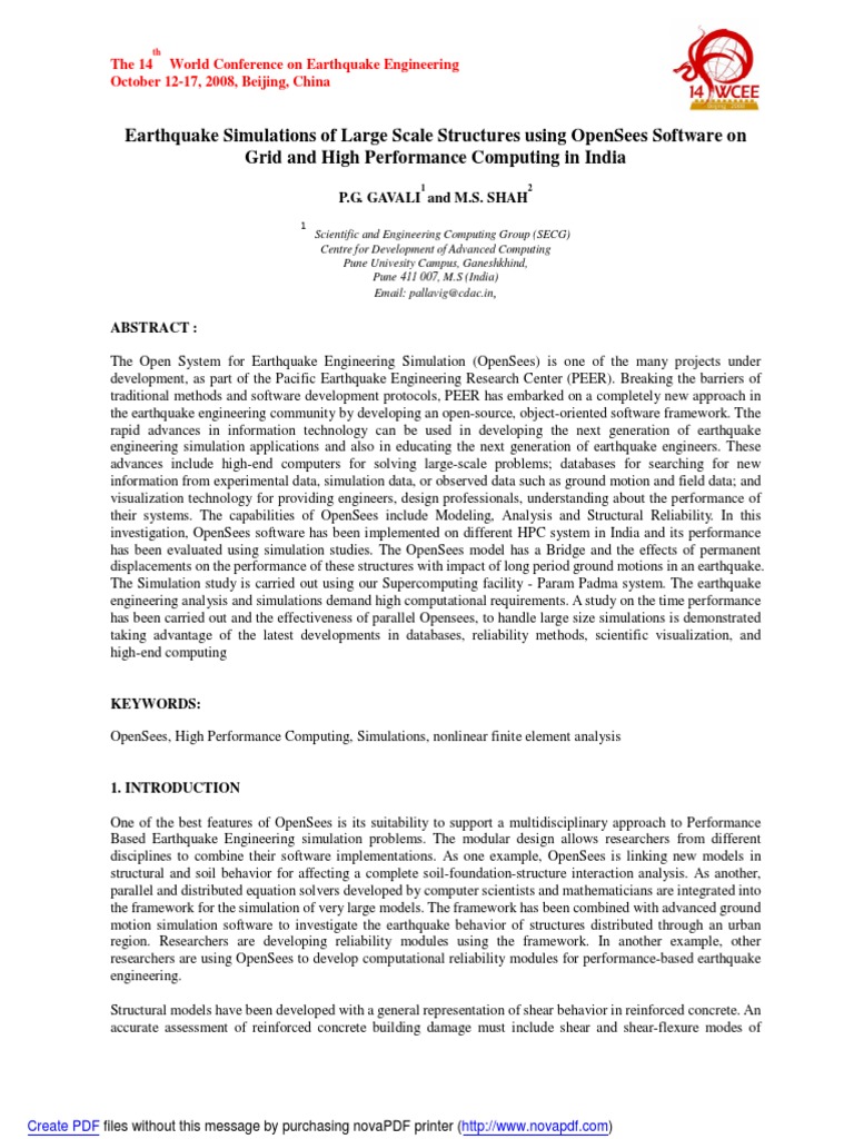 Earthquake Simulations of Large Scale Structures Using Opensees ...