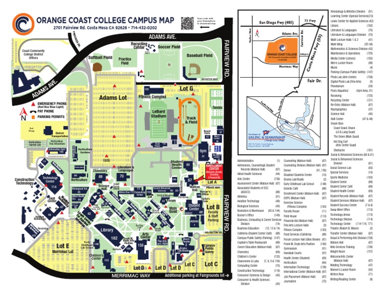 Orange Coast College Campus Map: Adams Lot Lot G | PDF | Leisure | Wellness