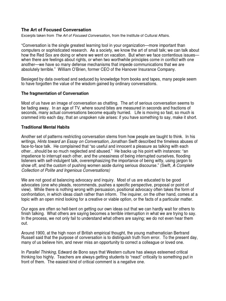 Art of Focused Conversations | PDF | Conversation | Emotions