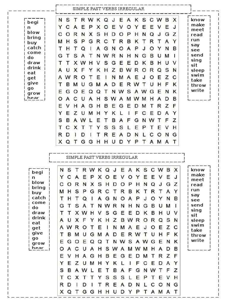 Sopa de Letras de Verbos Irregulares Past Simple | PDF