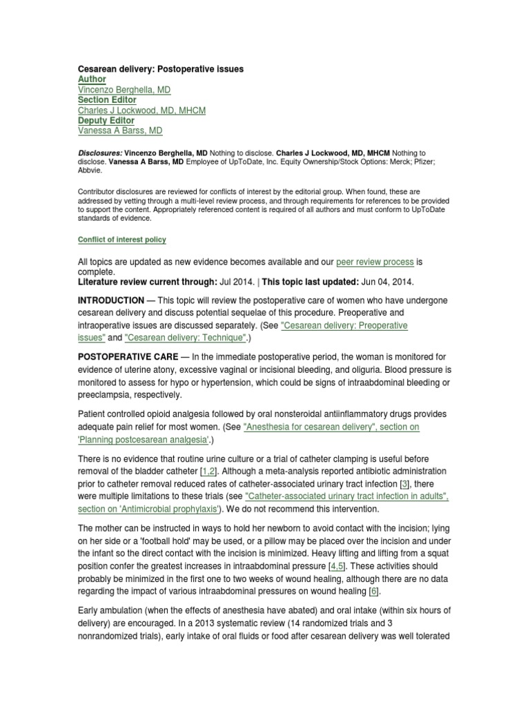 Cesarean Delivery Post Op | Caesarean Section | Childbirth