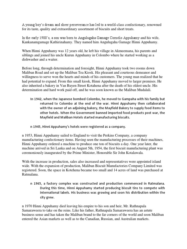 Histry Munchee | PDF | Factory | Sri Lanka