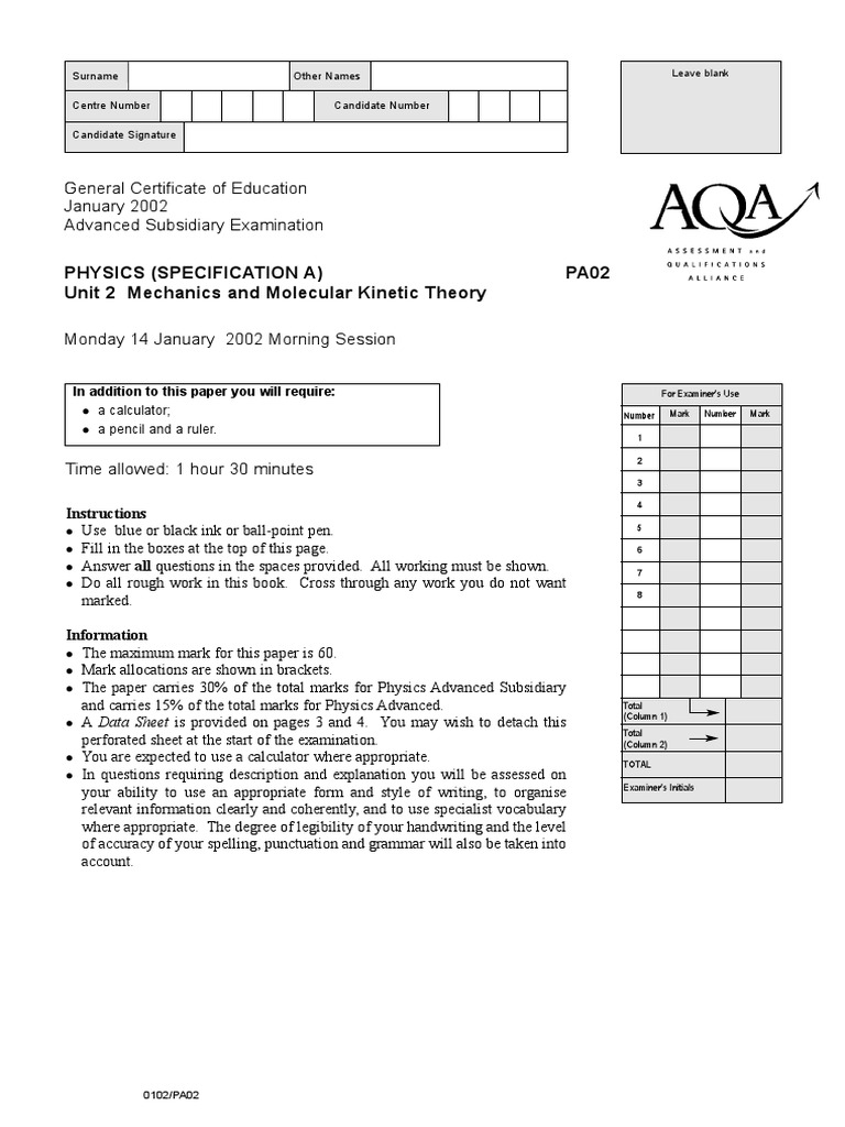 Physics Past Paper | PDF | Collision | Force