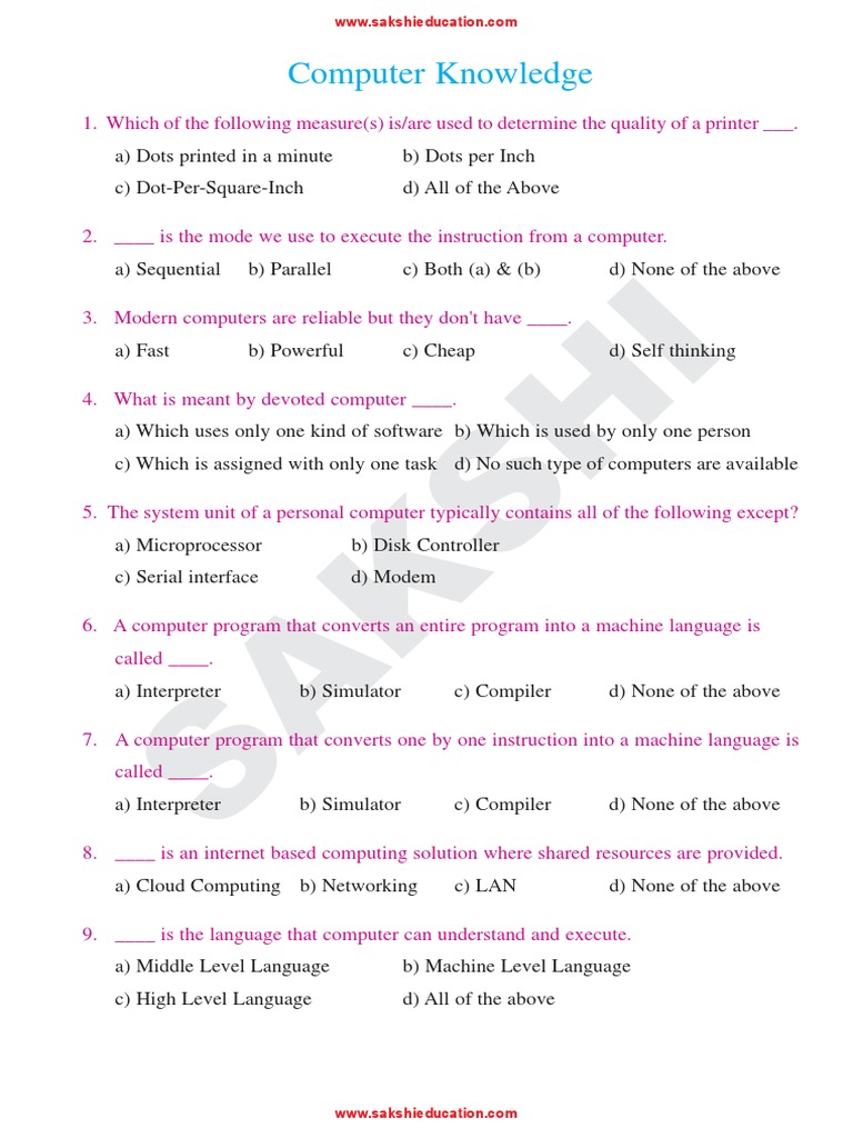 Computer Knowledge | PDF | Computer Data Storage | Input/Output
