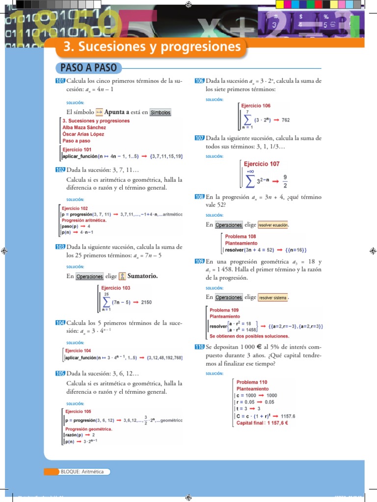 Sucesiones Progresiones 2 | PDF | Notación Matemática | Matemática Elemental