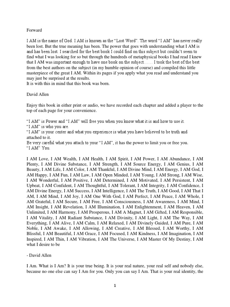 Power of I AM | PDF | Jesus | Consciousness