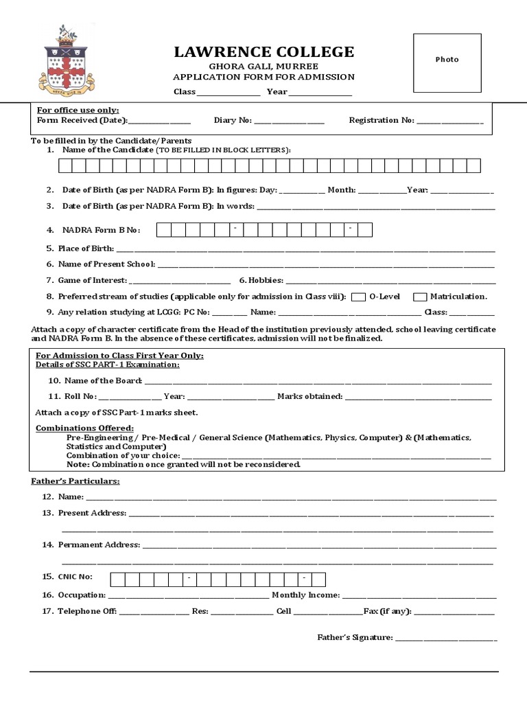 Admission Form | PDF | University And College Admission | Schools