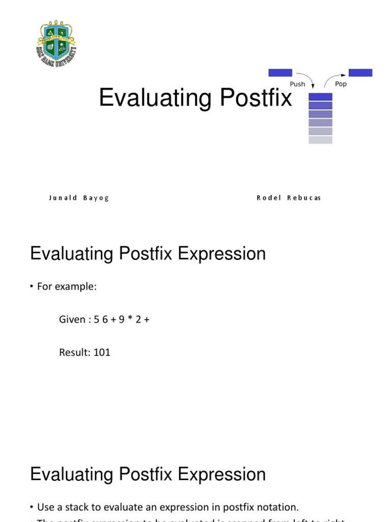 Postfix Expression Evaluation Guide | PDF | Computers