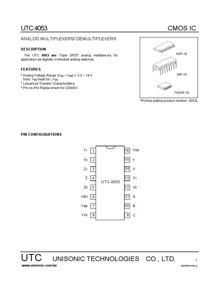 Multi Demul 4053 | PDF | Cmos | Capacitor