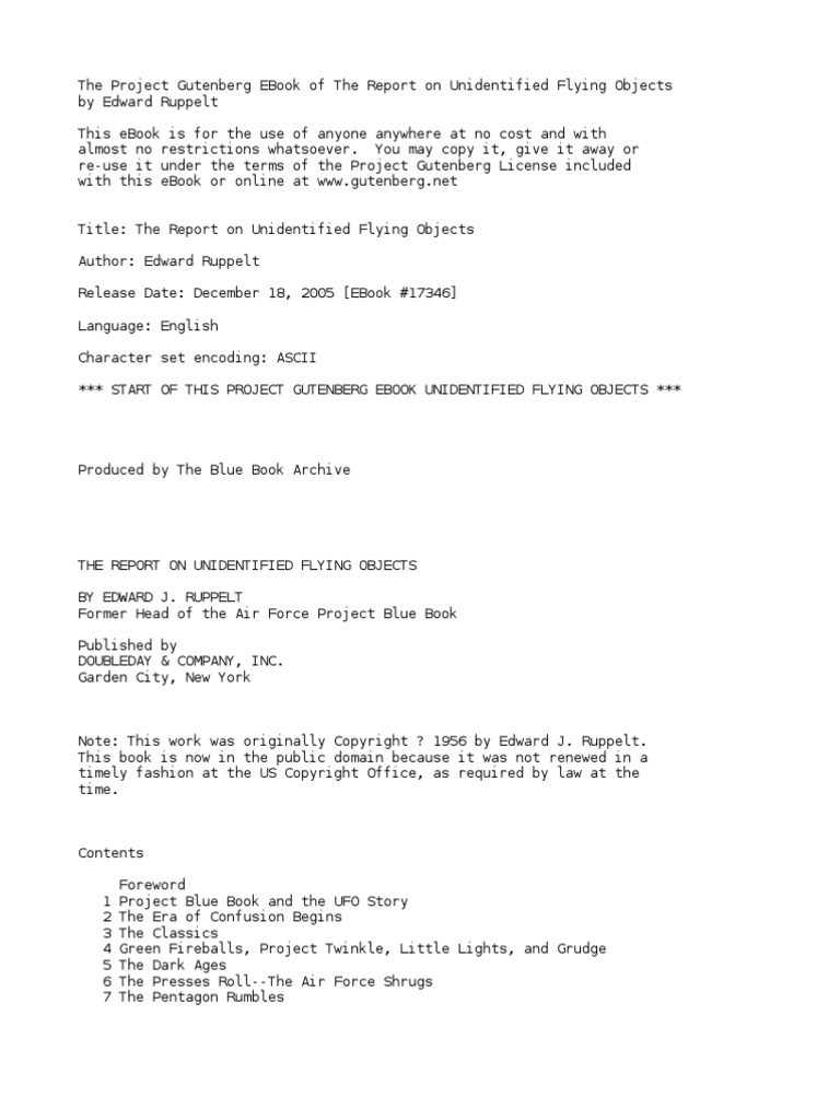 The Report On Unidentified Flying Objects by Ruppelt, Edward J., 1922 ...