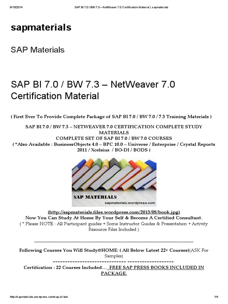 Sap Bi 7.0 - BW 7.3 - Netweaver 7 | PDF | Sap Se | Data Warehouse