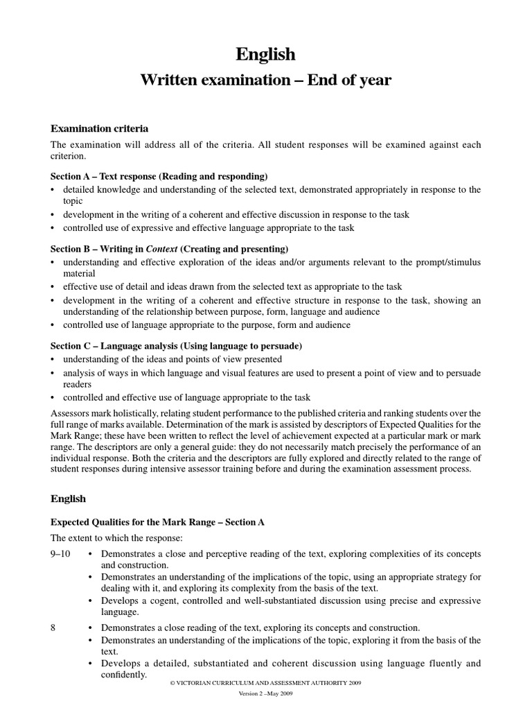 Eng Crit Descriptors V2 | PDF | Understanding | Knowledge