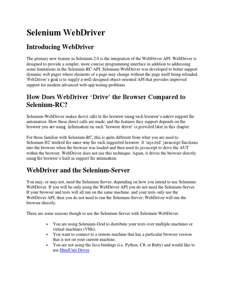 Selenium Webdriver | PDF | Selenium (Software) | Firefox