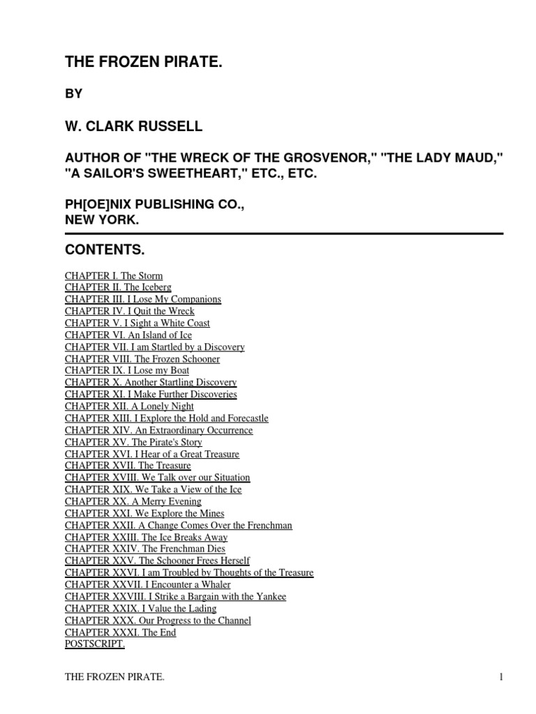The Frozen Pirate by Russell, W. Clark (William Clark), 1844-1911 | PDF ...