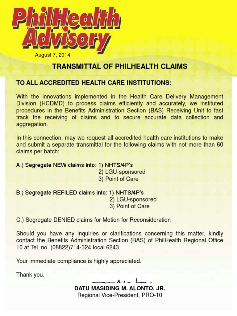 PhilHealth Claims Transmittal Guidelines | PDF | Finance & Money ...