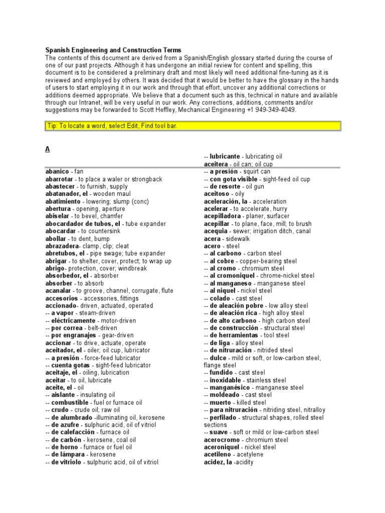 Spanish Engineering and Construction Terms | PDF | Capacitor | Pump